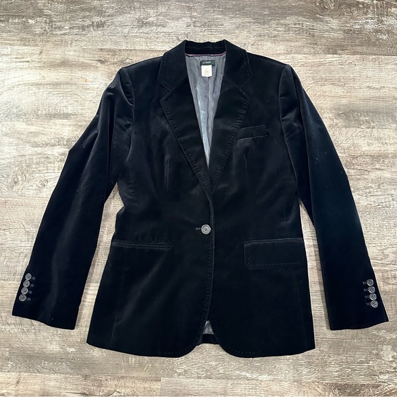 J. Crew | Jackets & Coats | J Crew Women Elegant Black Velvet Blazer ...